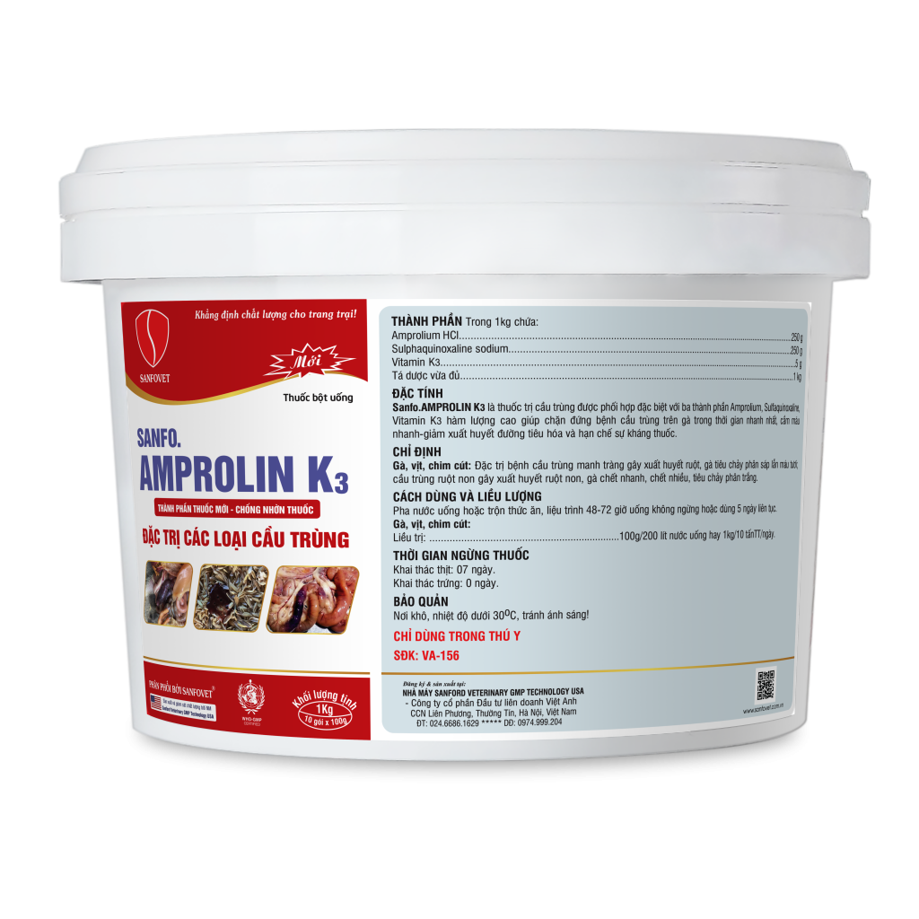 THUỐC THÚ Y SANFO.AMPROLIN K3 - THUỐC THÚ Y TRANG TRẠI - TECHNOLOGY USA
