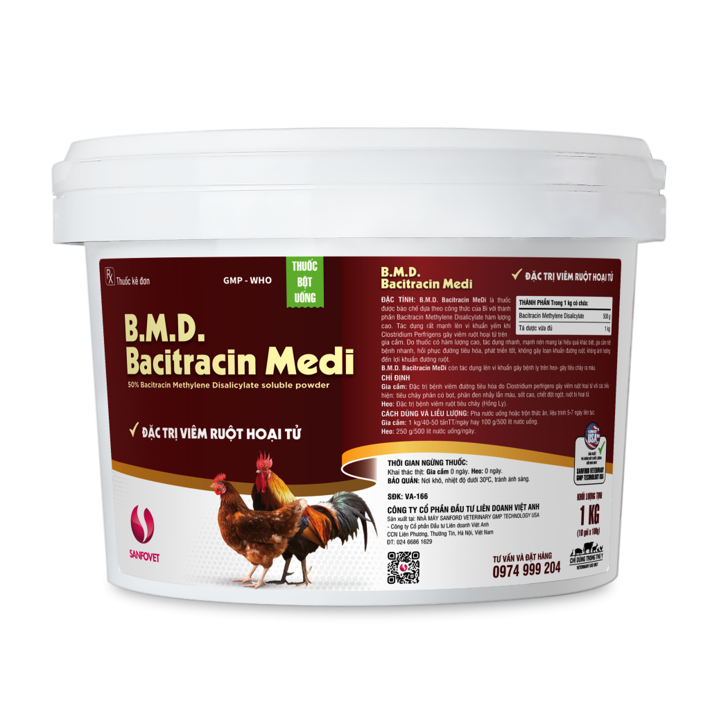 THUỐC THÚ Y B.M.D. Bacitracin MeDi - THUỐC THÚ Y TRANG TRẠI - TECHNOLOGY USA